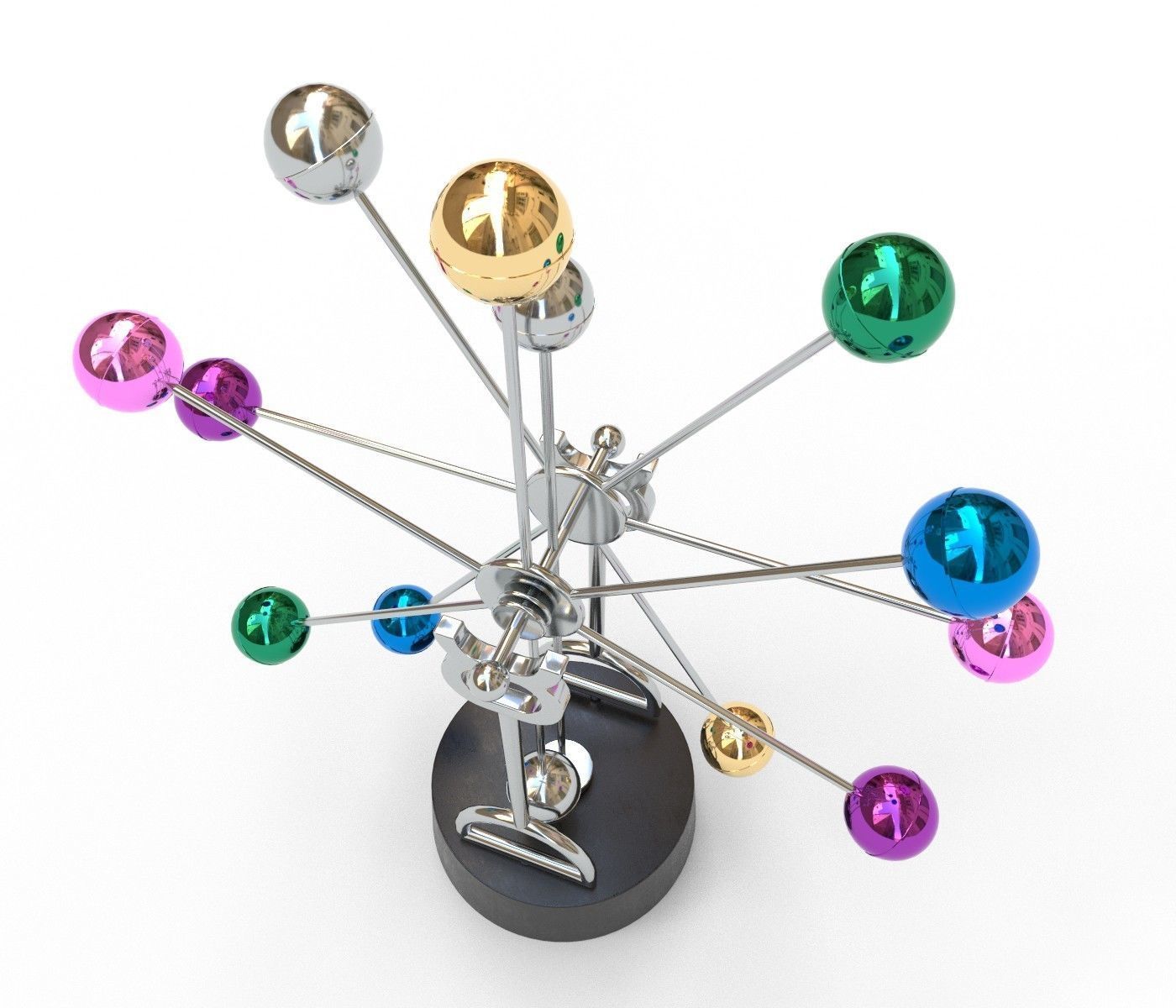 3D model Newton pendulum creative rotating multi-colored eternal balls ...