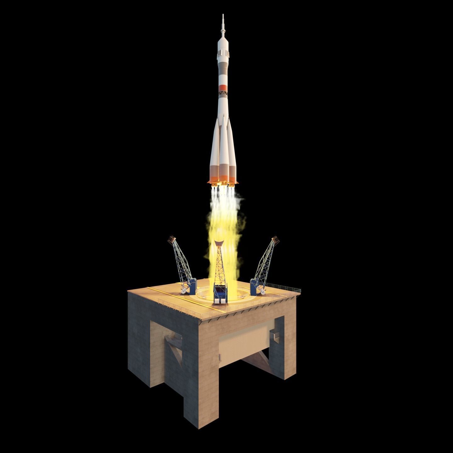 3D Russian rocket Soyuz with animation for Blender 3D model animated ...