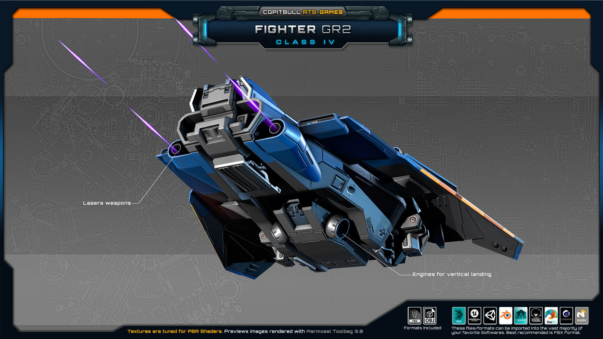 3D model SF Fighter GR2 VR / AR / low-poly | CGTrader