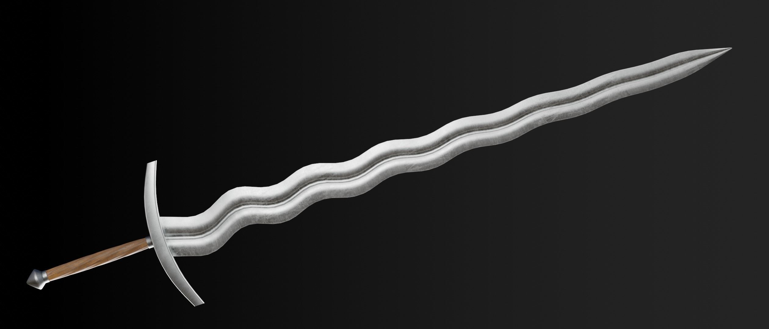 3D model Flame bladed sword flamberge VR / AR / low-poly | CGTrader