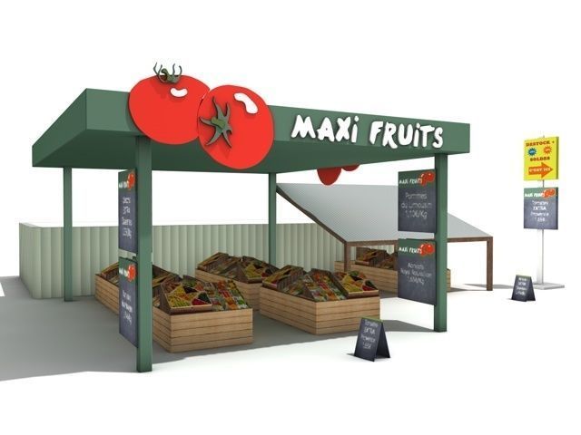 farmers market stand 3D model | CGTrader