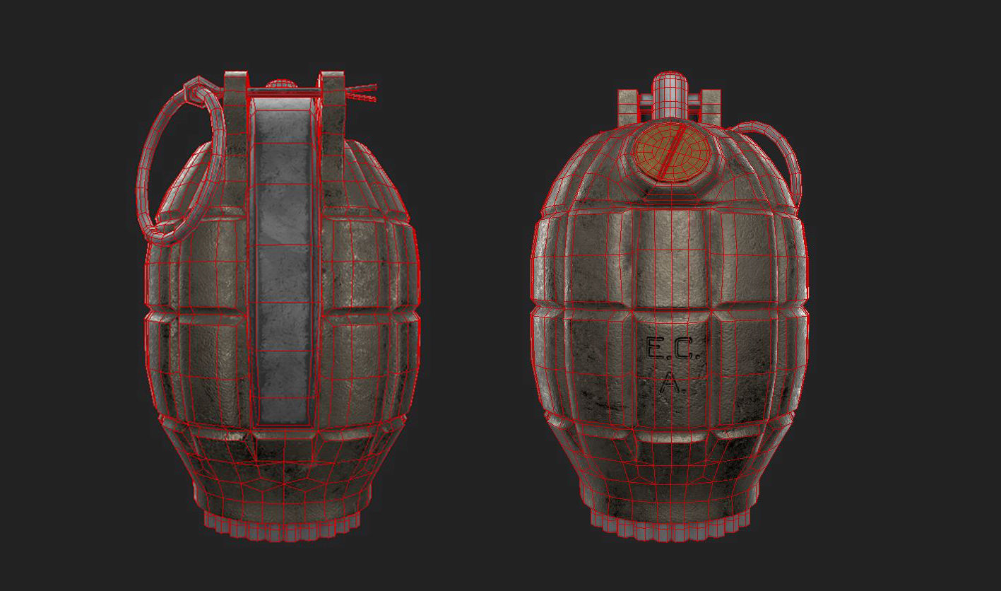 3D model Military No36 Mills Bomb PBR hand Grenade ww1 and ww2 VR / AR ...