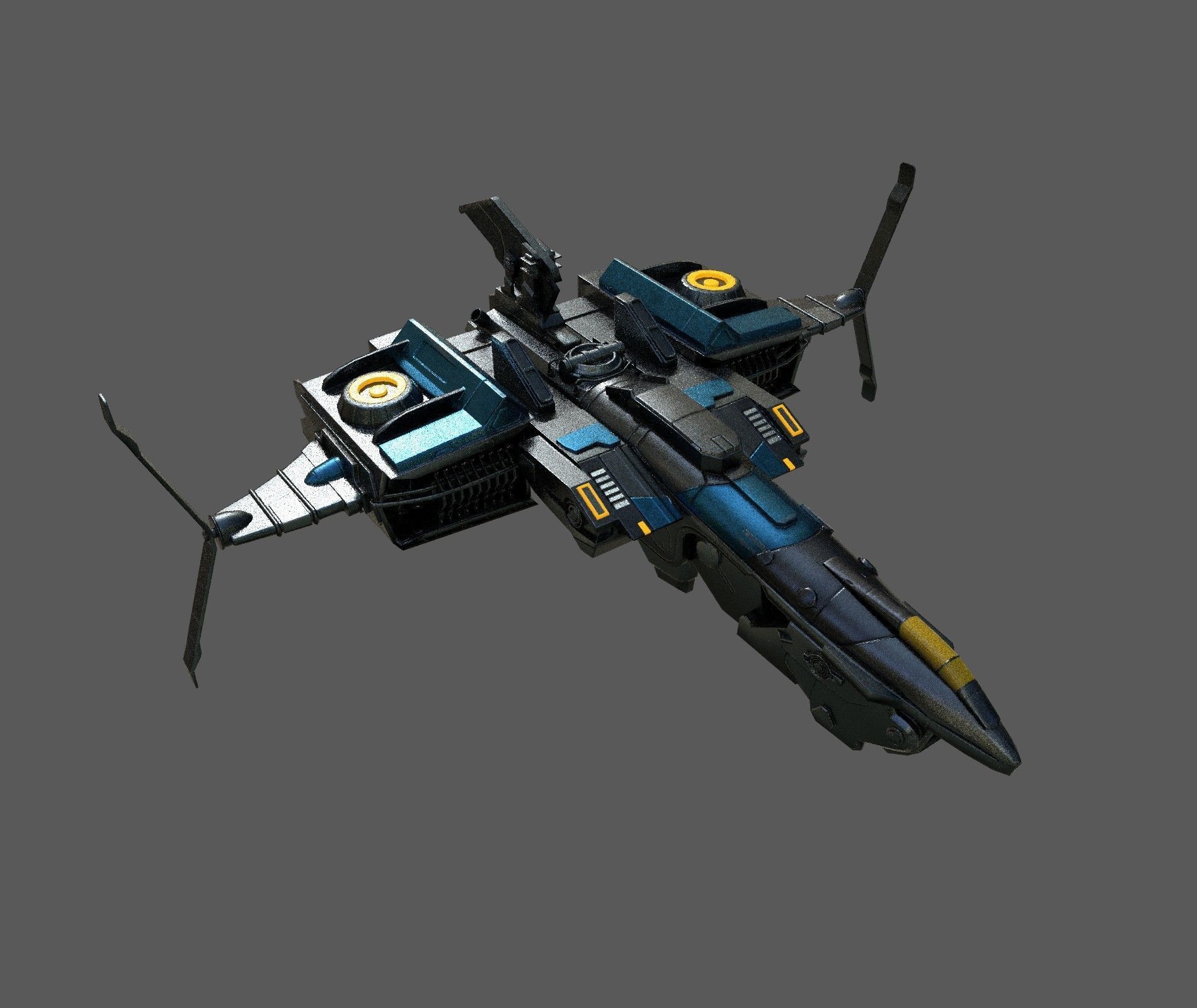 3D model Spaceship Commander Starship combat low poly space scifi VR ...