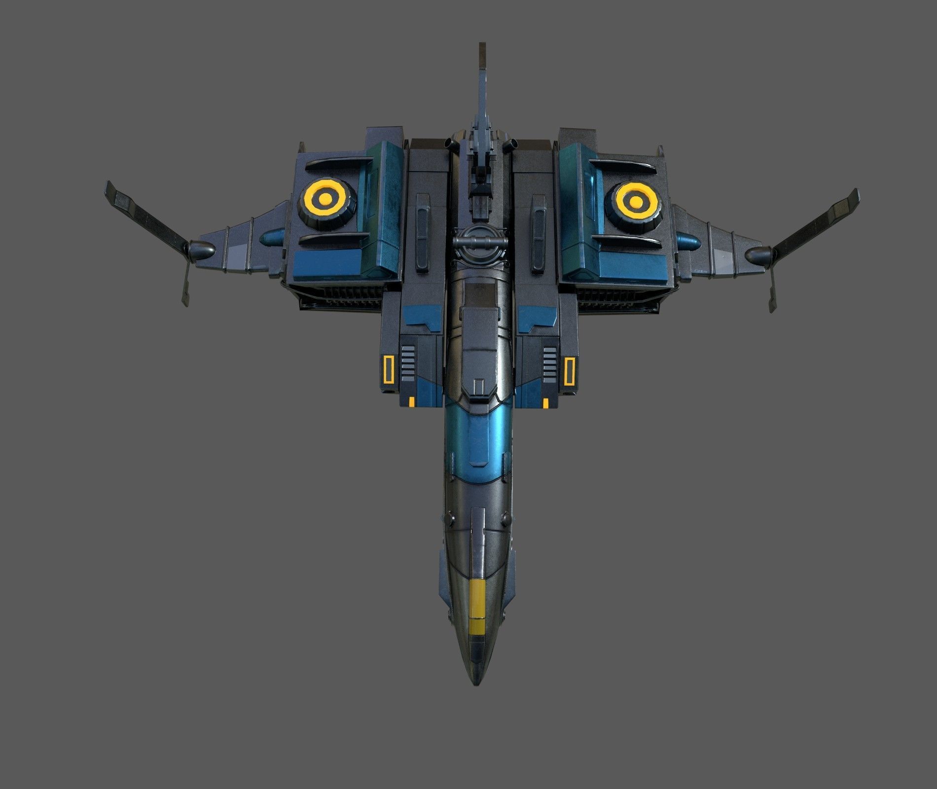 3D model Spaceship Commander Starship combat low poly space scifi VR ...