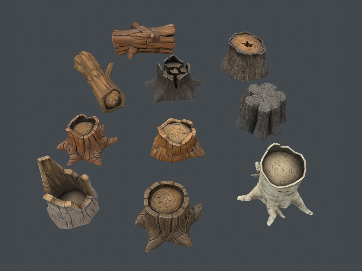 3D model Stylized stumps pack VR / AR / low-poly | CGTrader