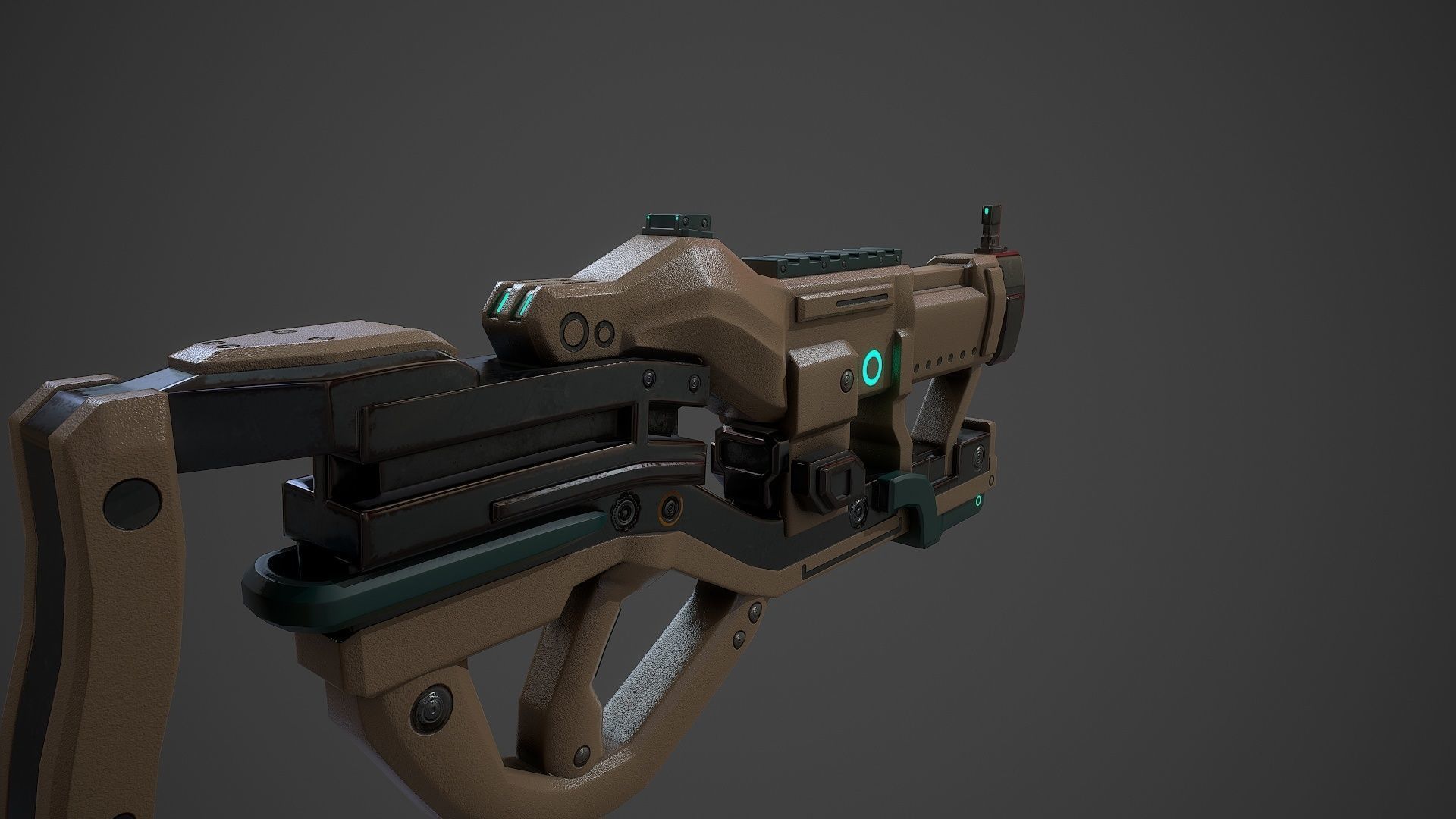 3D model Low poly sci fi compact assault rifle weapon VR / AR / low ...