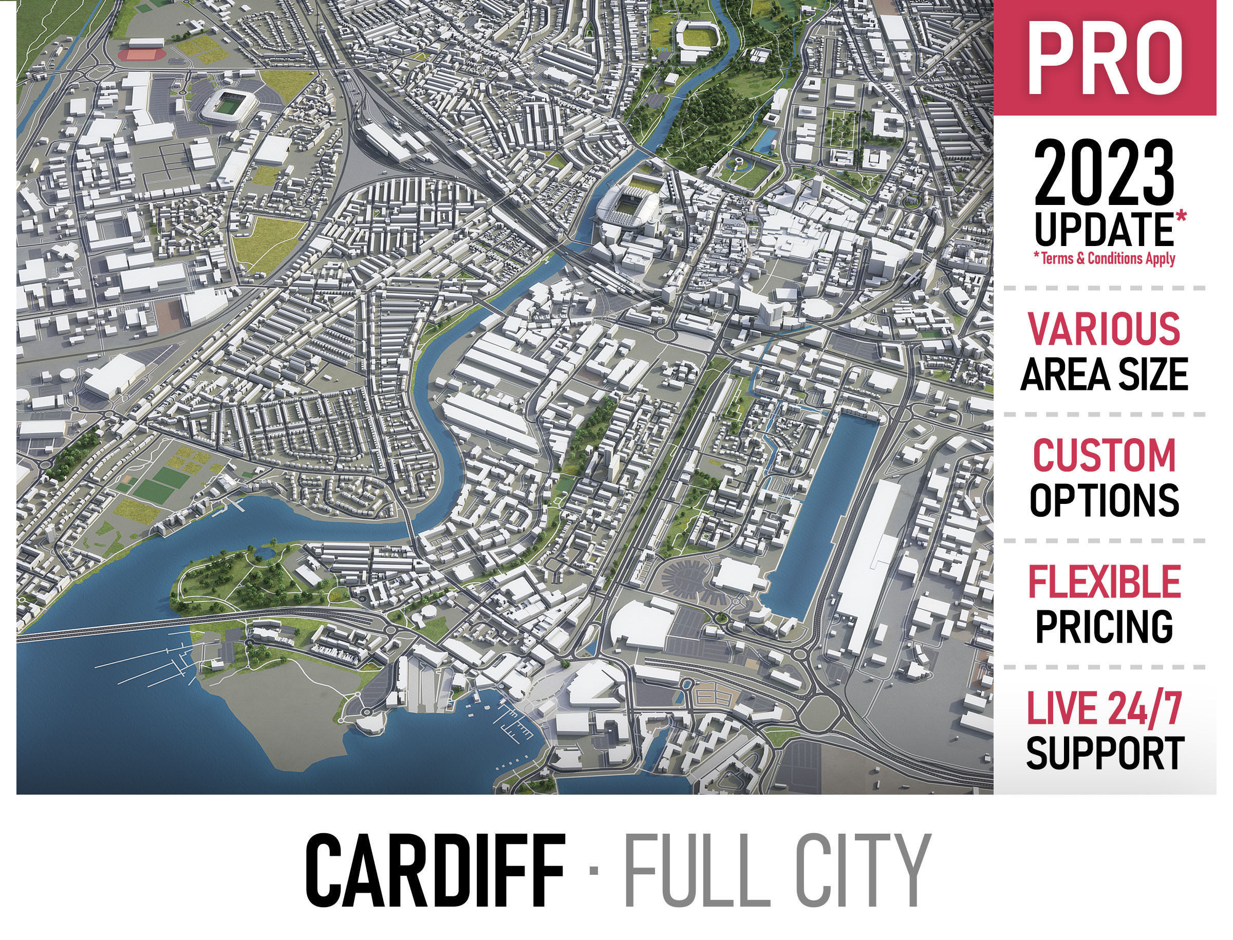 3D model Cardiff VR / AR / low-poly | CGTrader