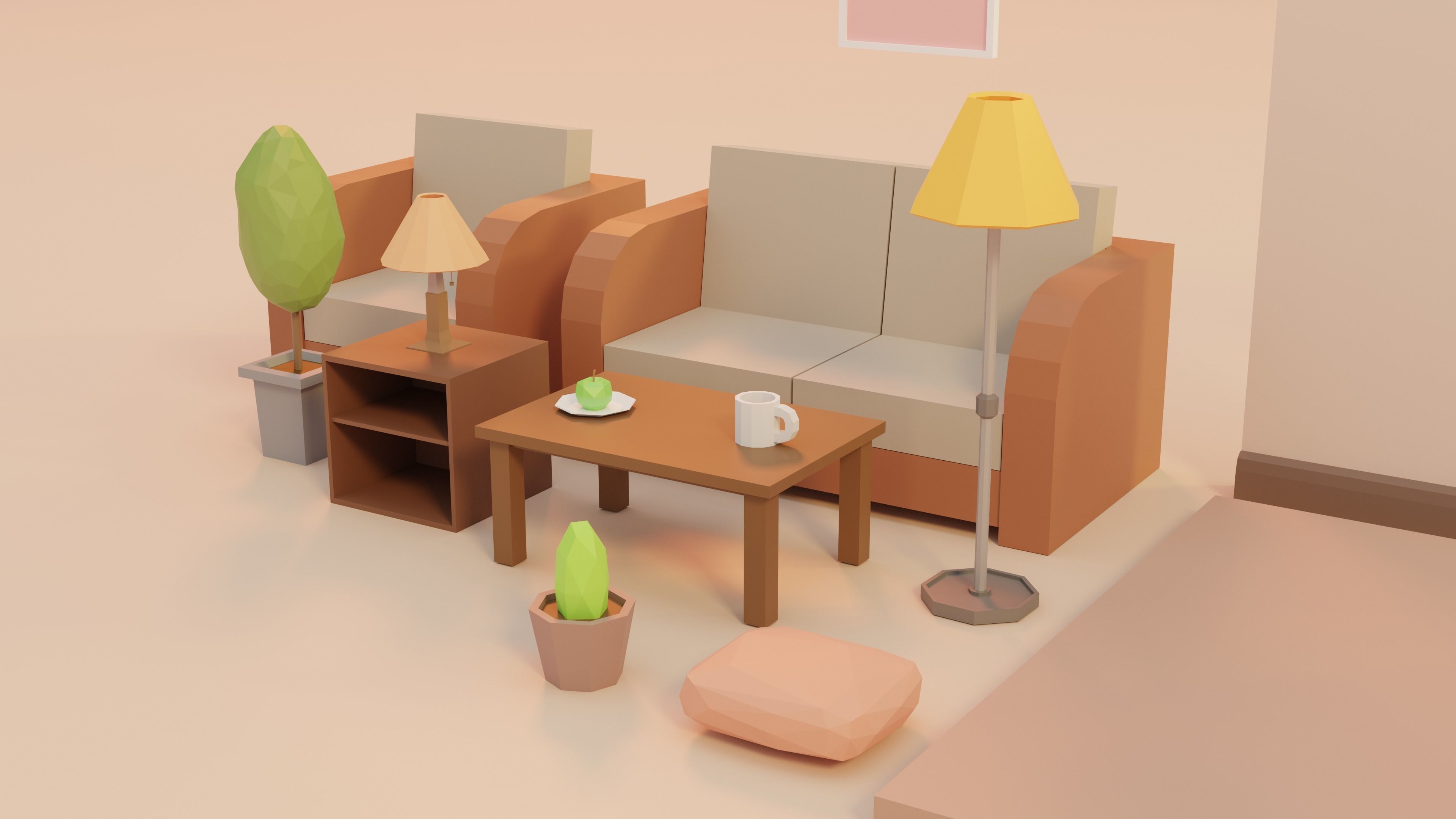 3D model Low Poly Modular Simple Interior Pack Lite VR / AR / low-poly ...
