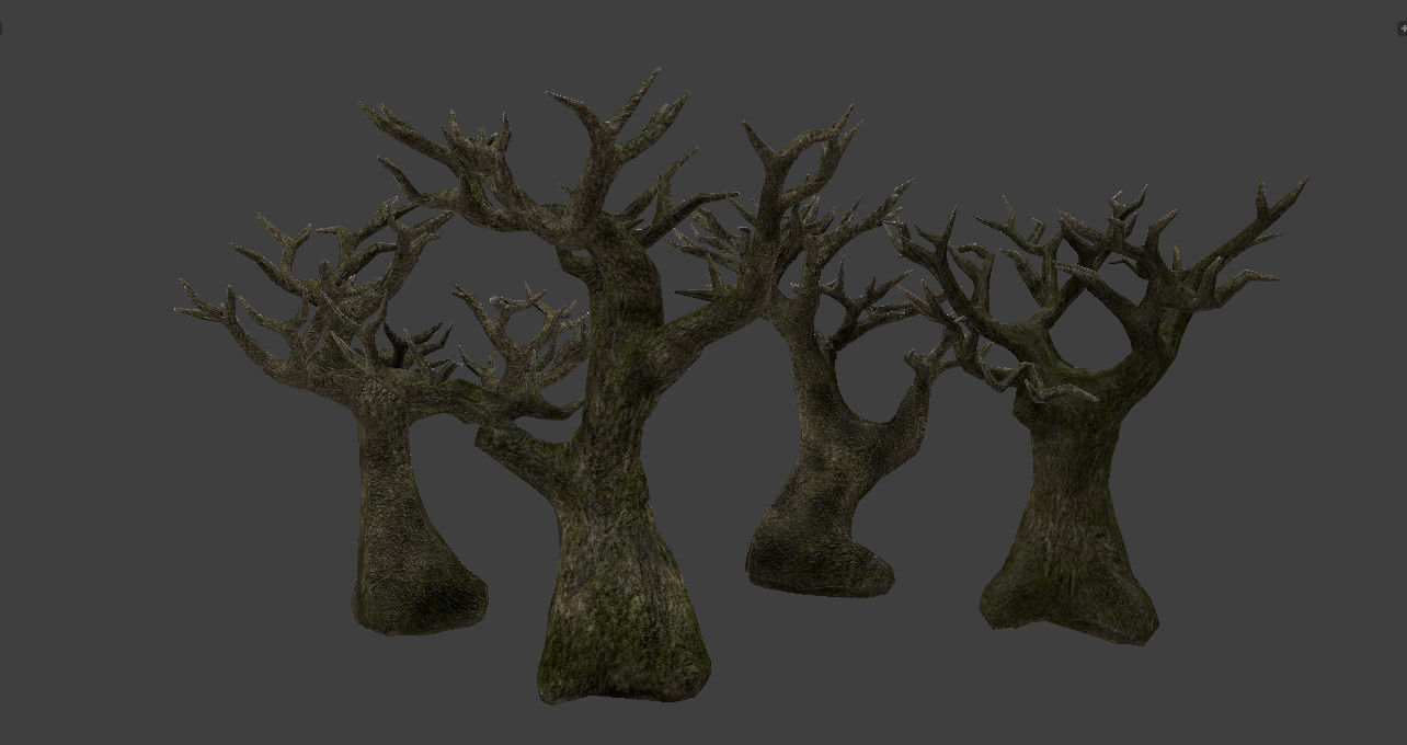 3D model Low poly pbr spooky trees VR / AR / low-poly | CGTrader