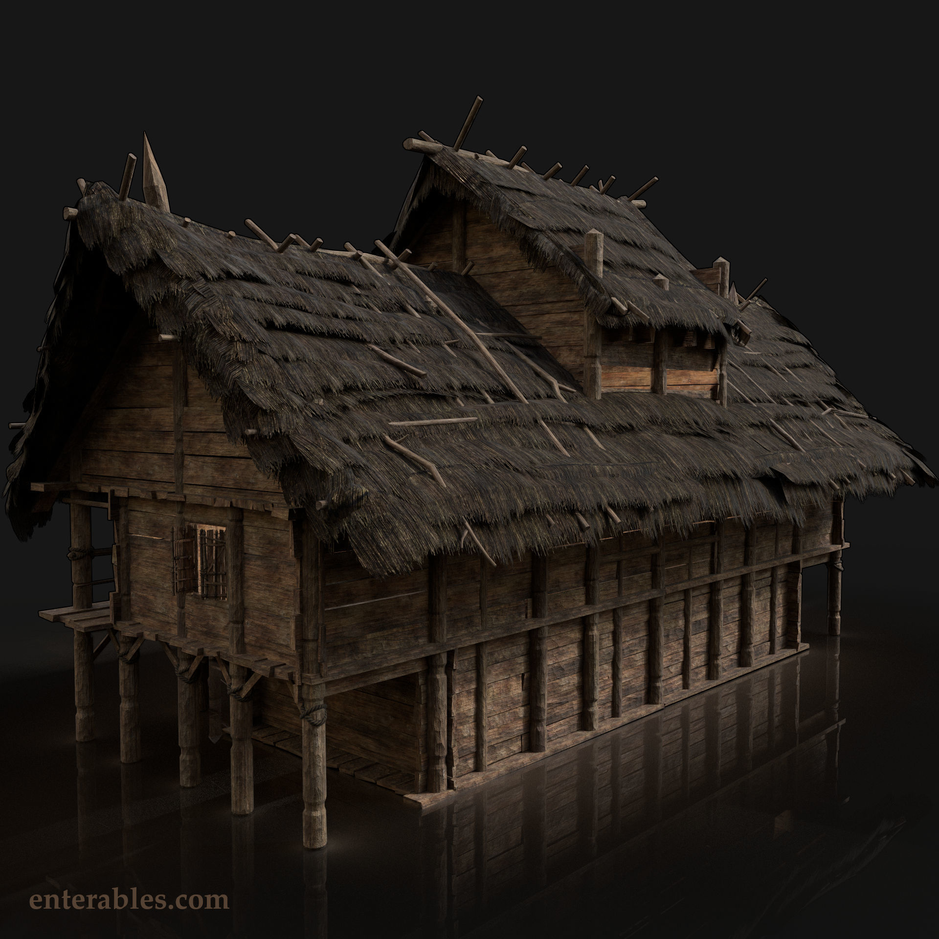 3D model Next Gen AAA FANTASY MEDIEVAL WOODEN VIKING SWAMP HOUSE VR ...