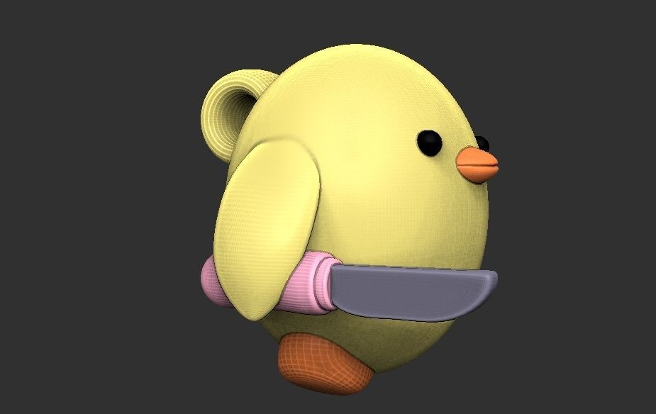 chicken with knife keychain 3D model 3D printable | CGTrader