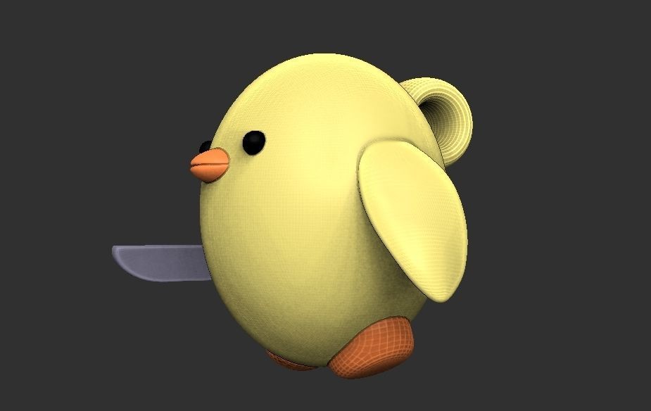 chicken with knife keychain 3D model 3D printable | CGTrader