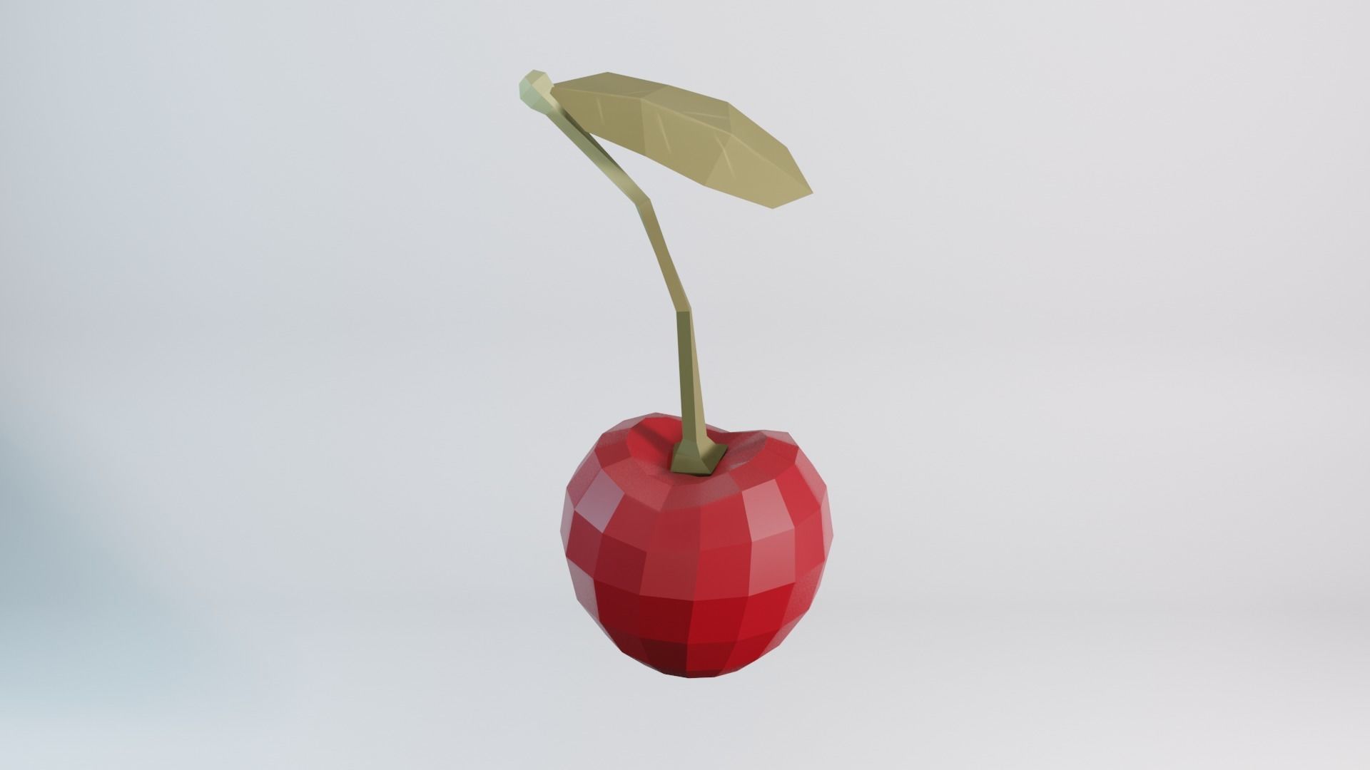 3D model Cherry LowPoly three cherries on branch VR / AR / low-poly ...
