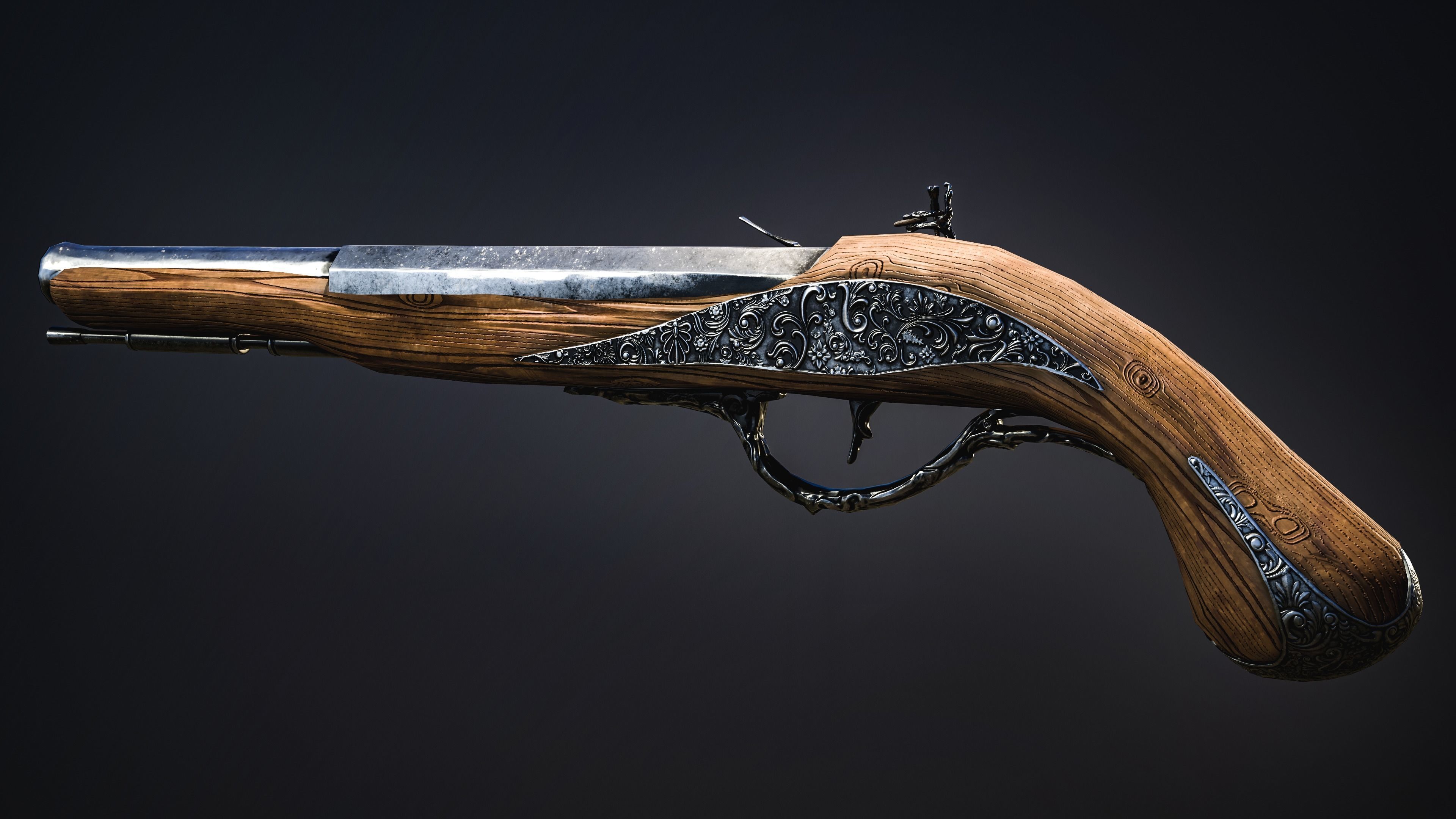 3D model Musket Game-ready low-poly wooden gun VR / AR / low-poly ...