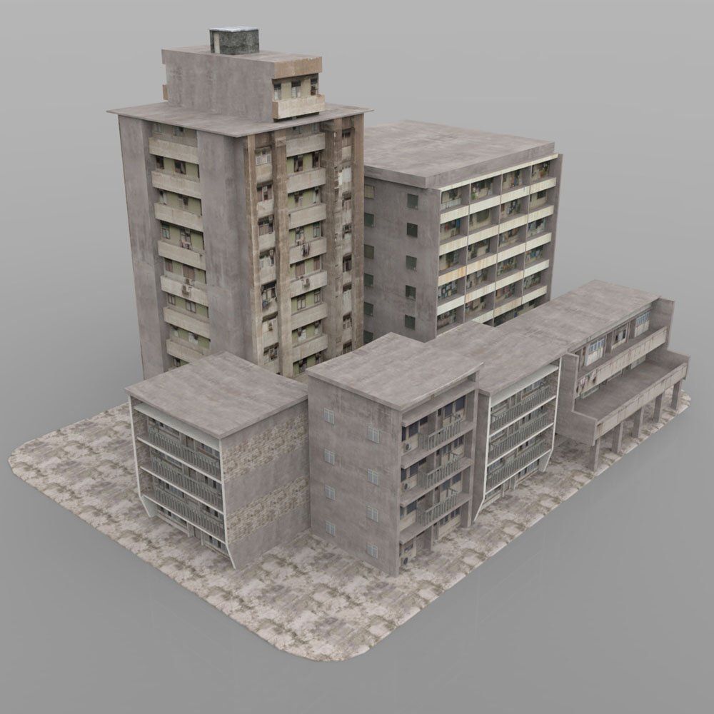 3D model Shanty Town Buildings 2 City Blocks A B C VR / AR / low-poly ...