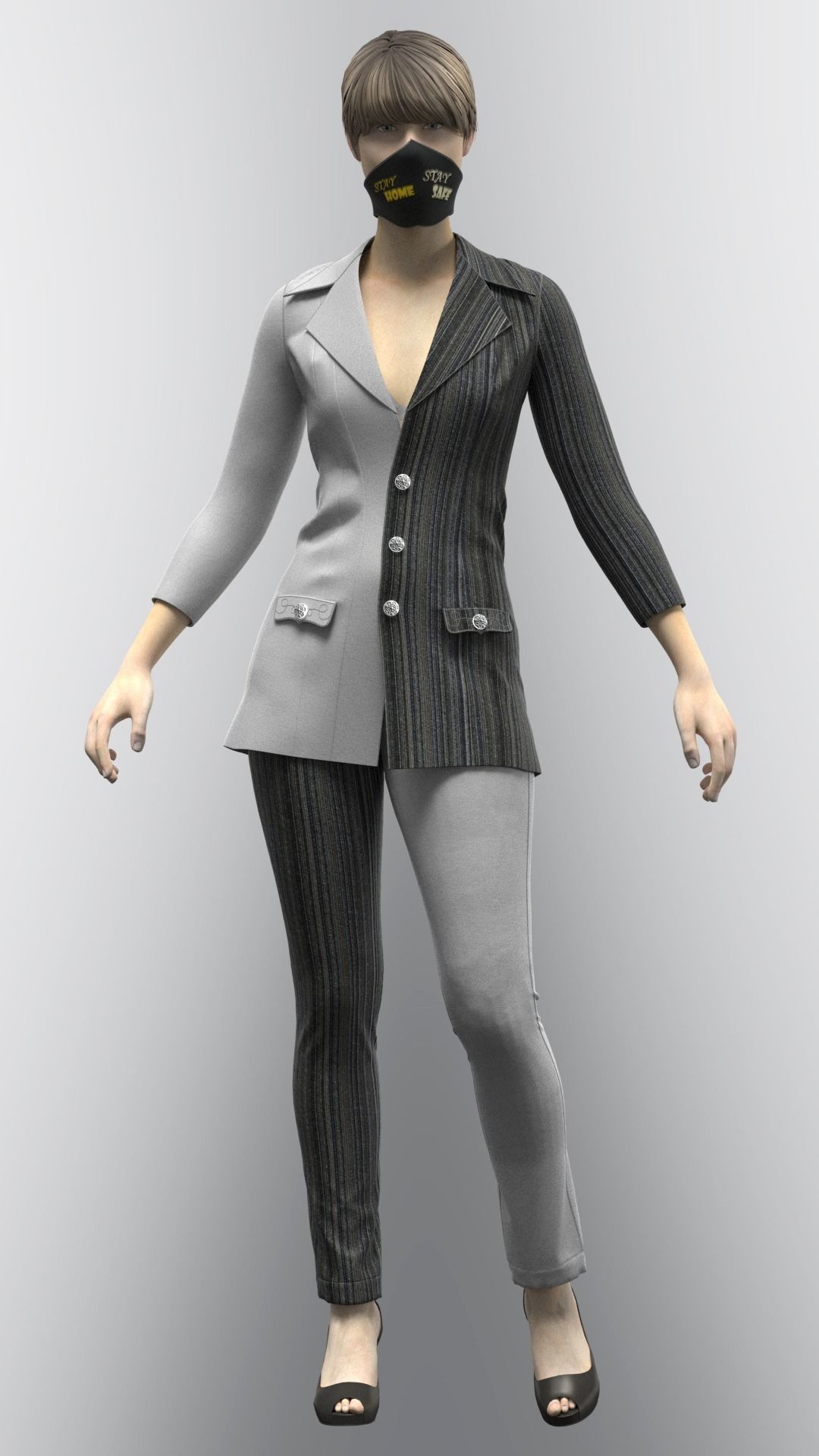 3D model CORONA FASHION SUIT WITH PANT AND MASK VR / AR / low-poly ...