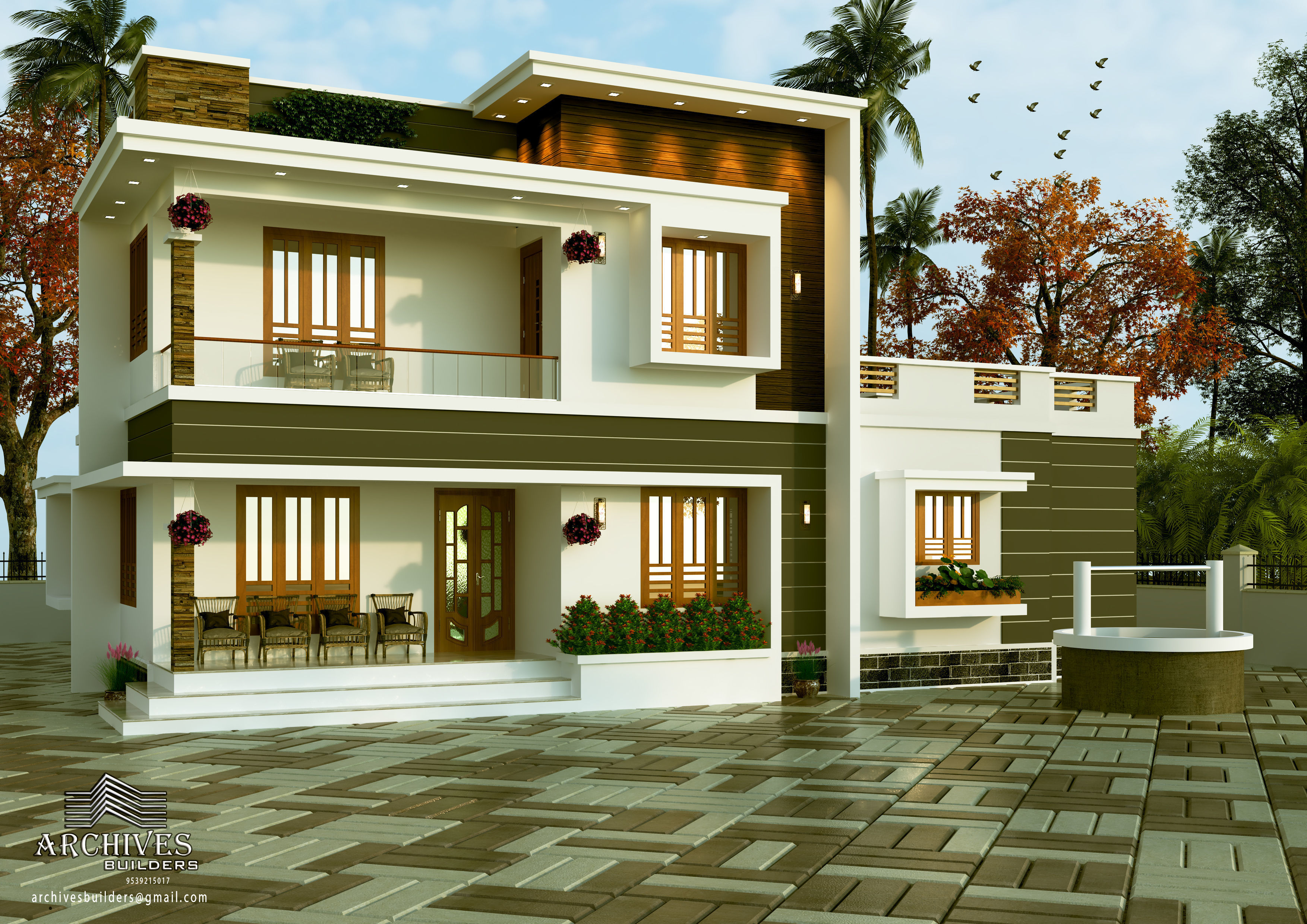 3D model elevation house with floor plans and elevations VR / AR / low ...