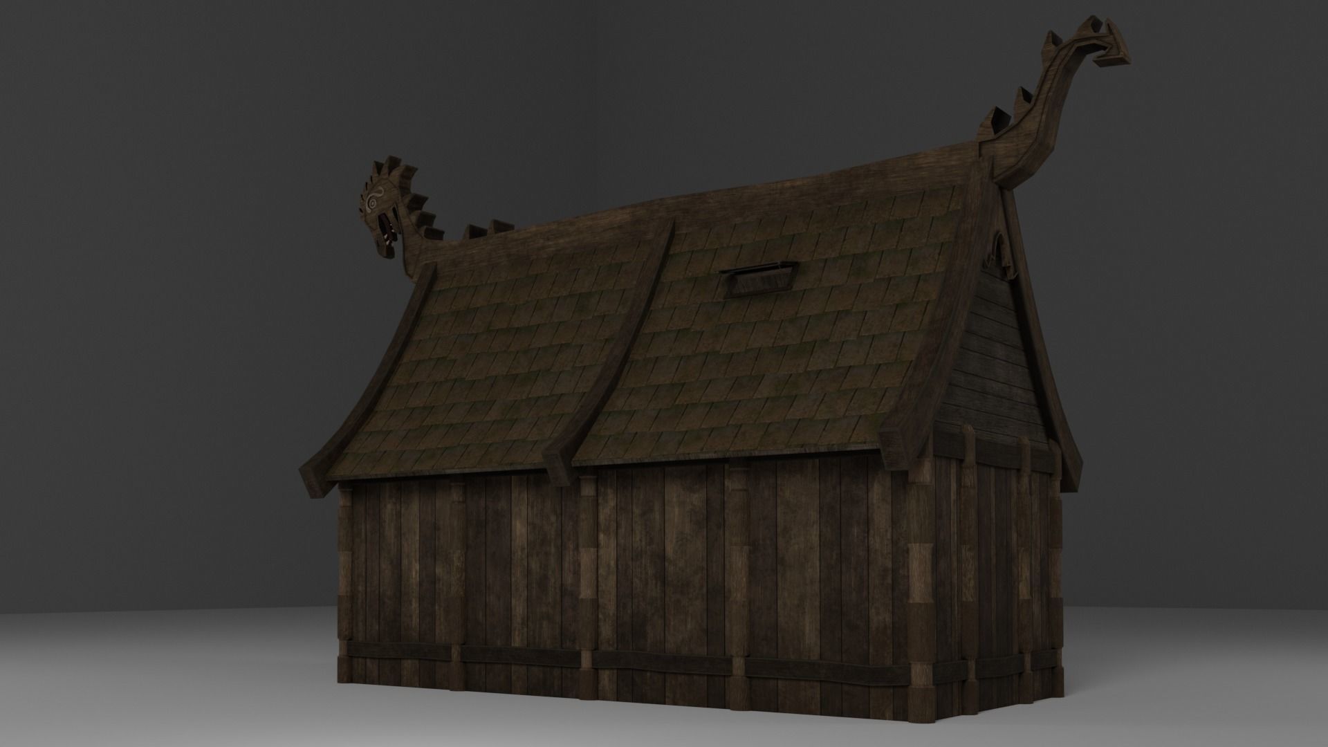 3D model Viking House with Thatch Shack with interior and wooden fence ...