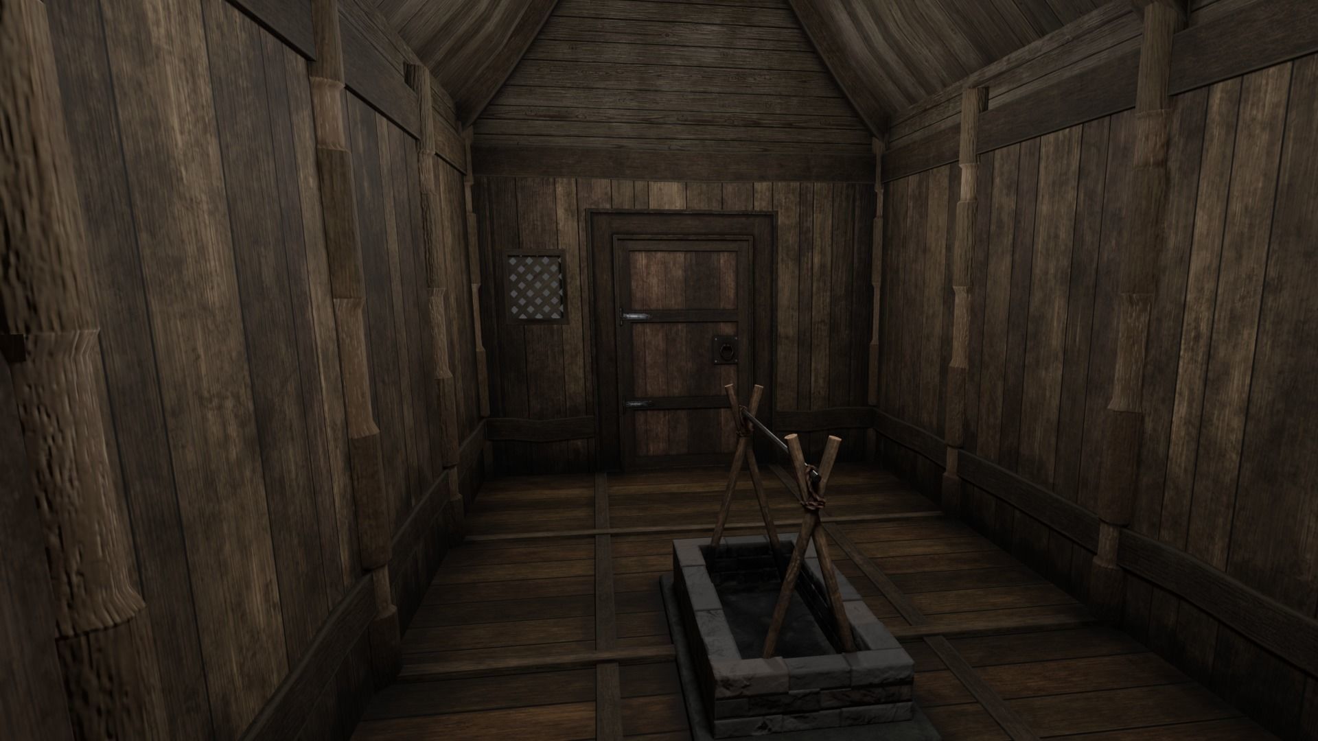 3D model Viking House with Thatch Shack with interior and wooden fence ...