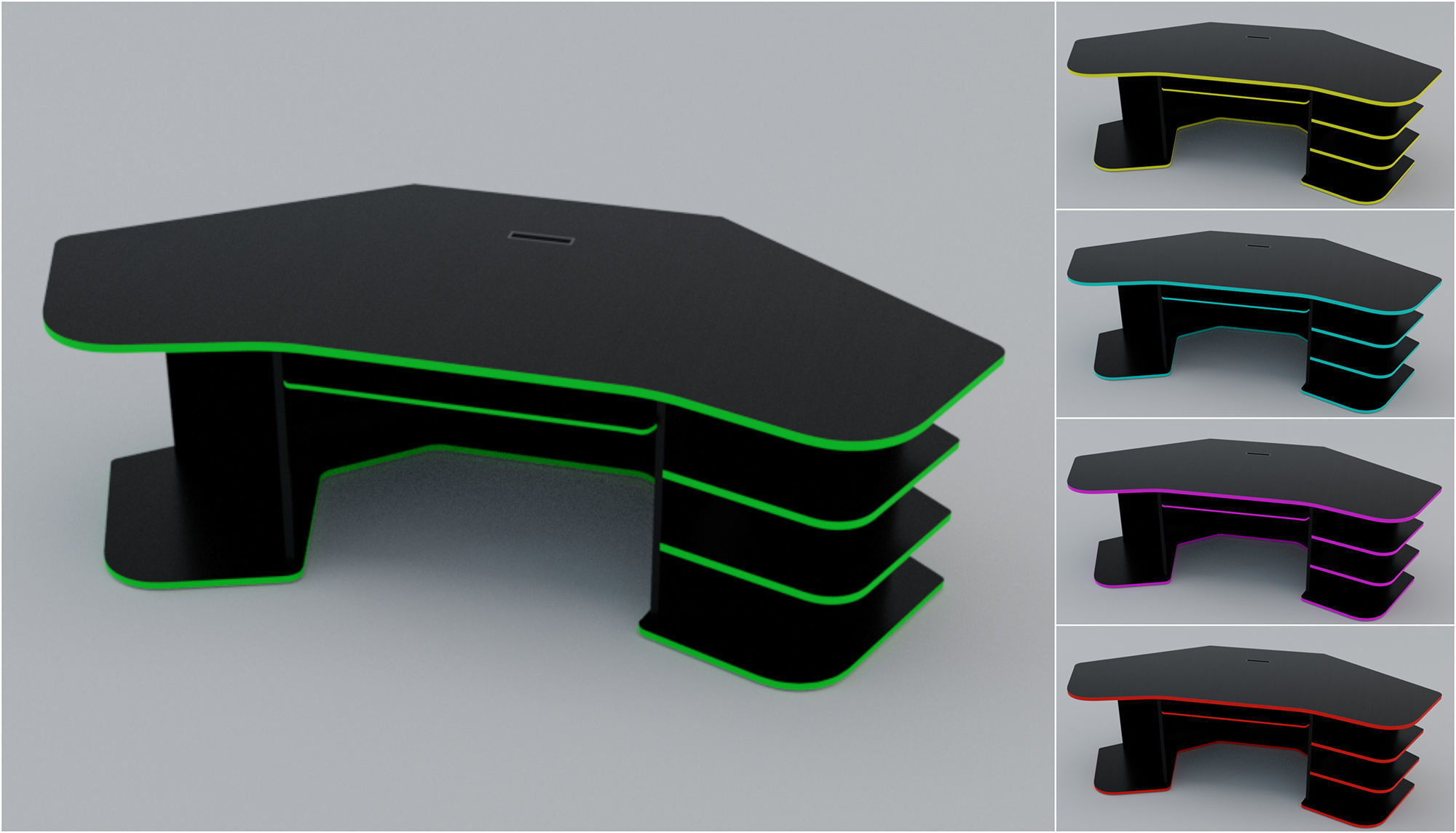 3D model Eccentric Neon Gaming Desk Low poly PBR VR / AR / low-poly ...