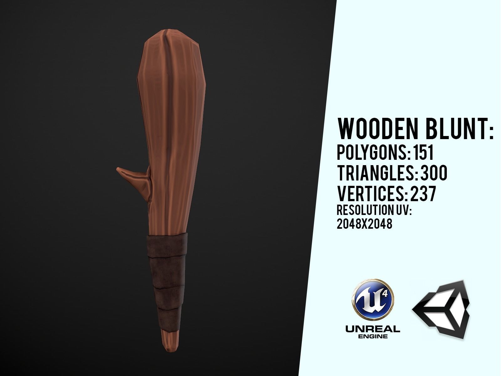 3D model Primitive Wooden blunt VR / AR / low-poly | CGTrader