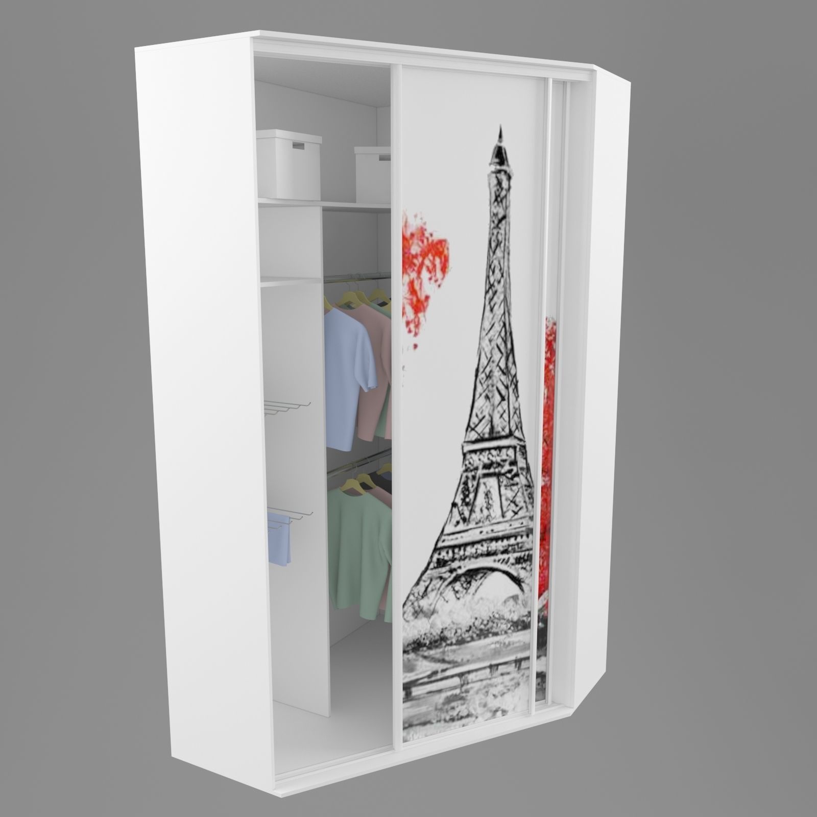 Corner sliding door Partition Case-compartment 3D model | CGTrader