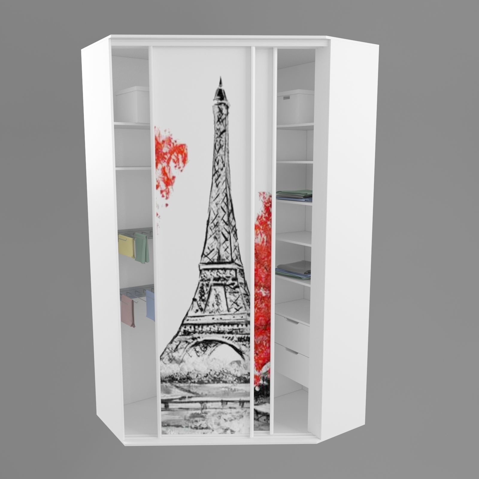 Corner sliding door Partition Case-compartment 3D model | CGTrader