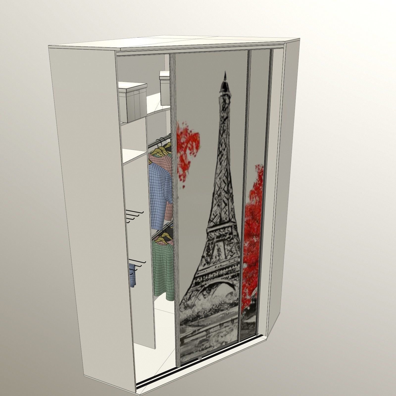 Corner sliding door Partition Case-compartment 3D model | CGTrader