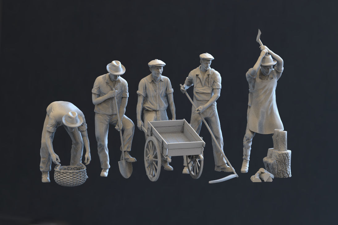 working people 3D model 3D printable | CGTrader
