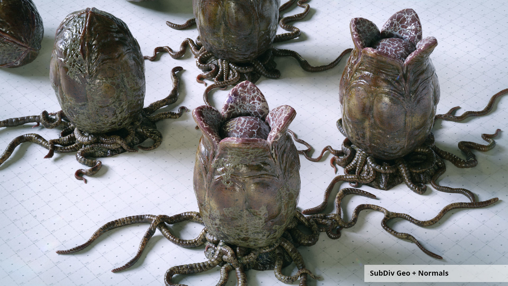 3D model Alien Eggs 4 Variants plus Nests and Tendrils - 3D Asset Kit ...