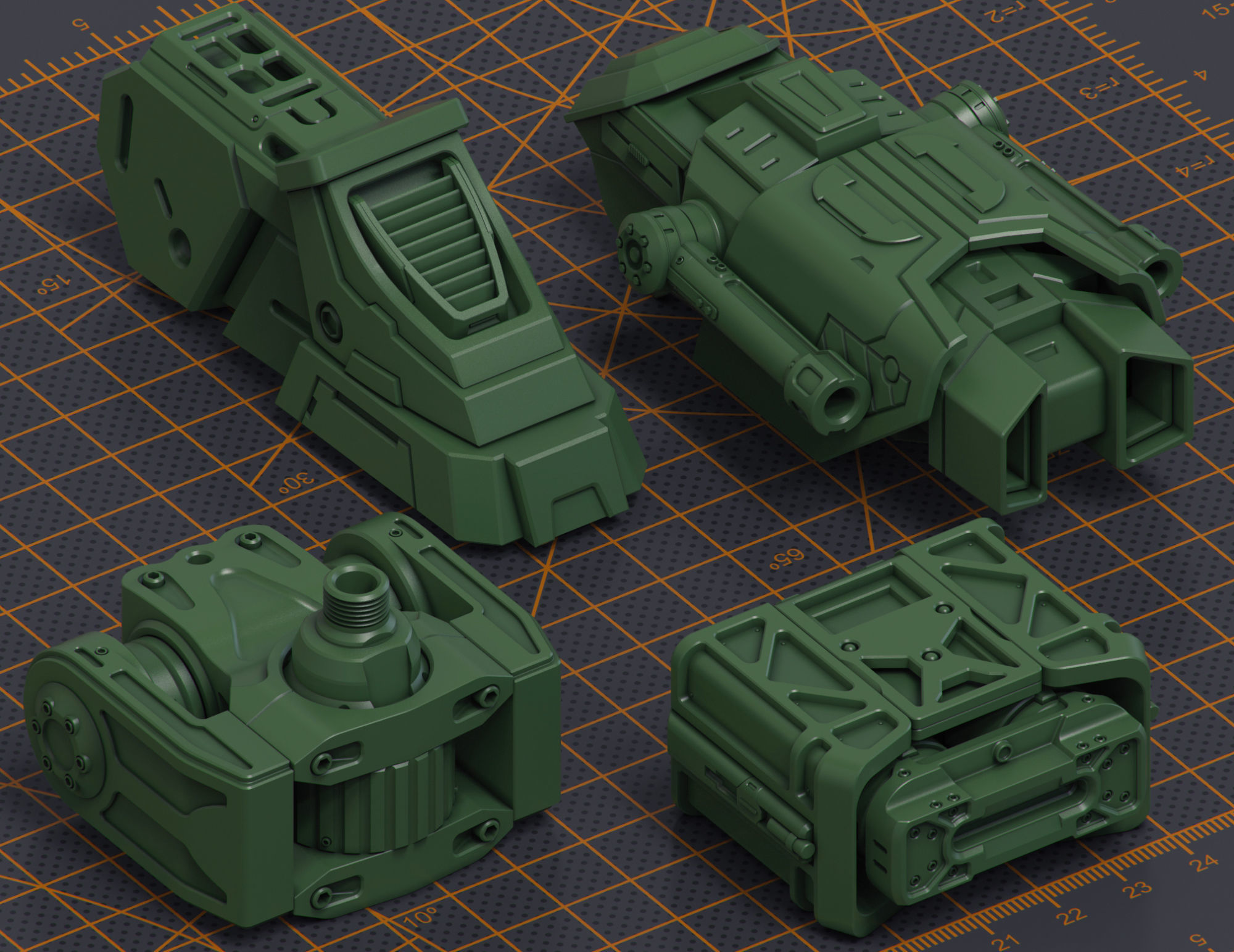 Mech Warrior Hard Surface Kitbash 2 of 20 3D model | CGTrader