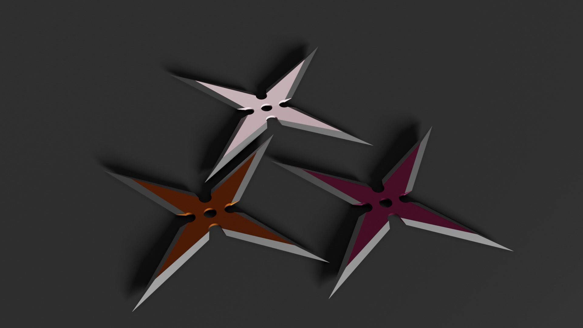 Multi-colored ninja stars 3D model | CGTrader