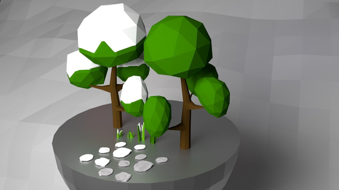Low Poly Nature Objects Collection 3D Model Game ready .obj .3ds .fbx ...
