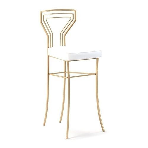 Six Geometric Back Dining Chairs in Polished Steel 3D model | CGTrader