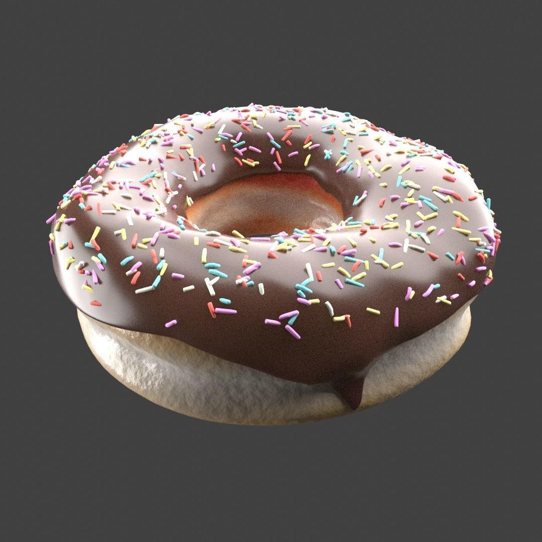 Photorealistic Chocolate Donut with Multicolor Sprinkles 3D model ...