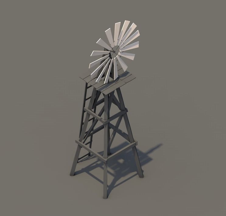 3D model Windmill cartoon 3d low poly model animated VR / AR / low-poly ...