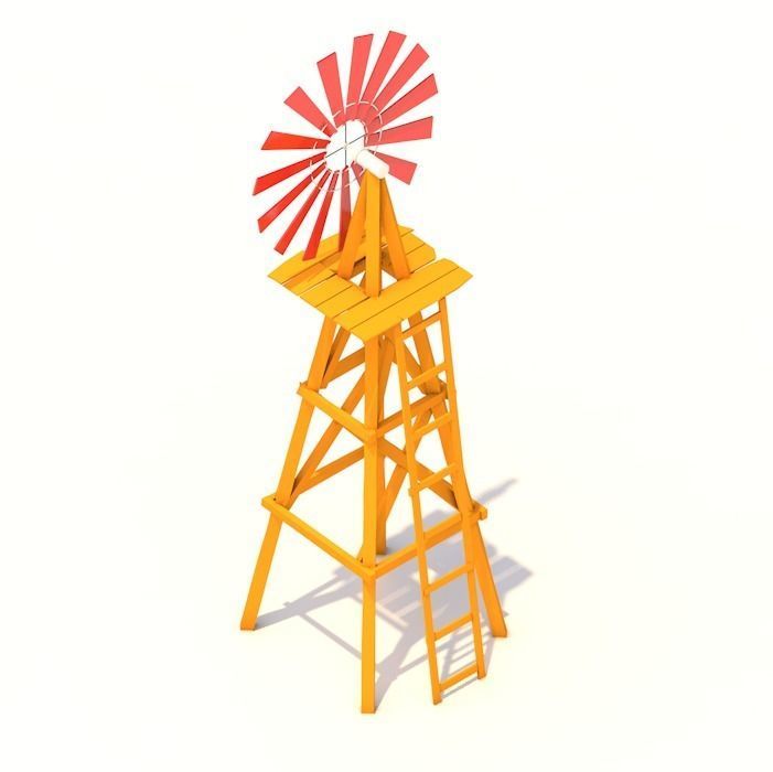 3D model Windmill cartoon 3d low poly model animated VR / AR / low-poly ...