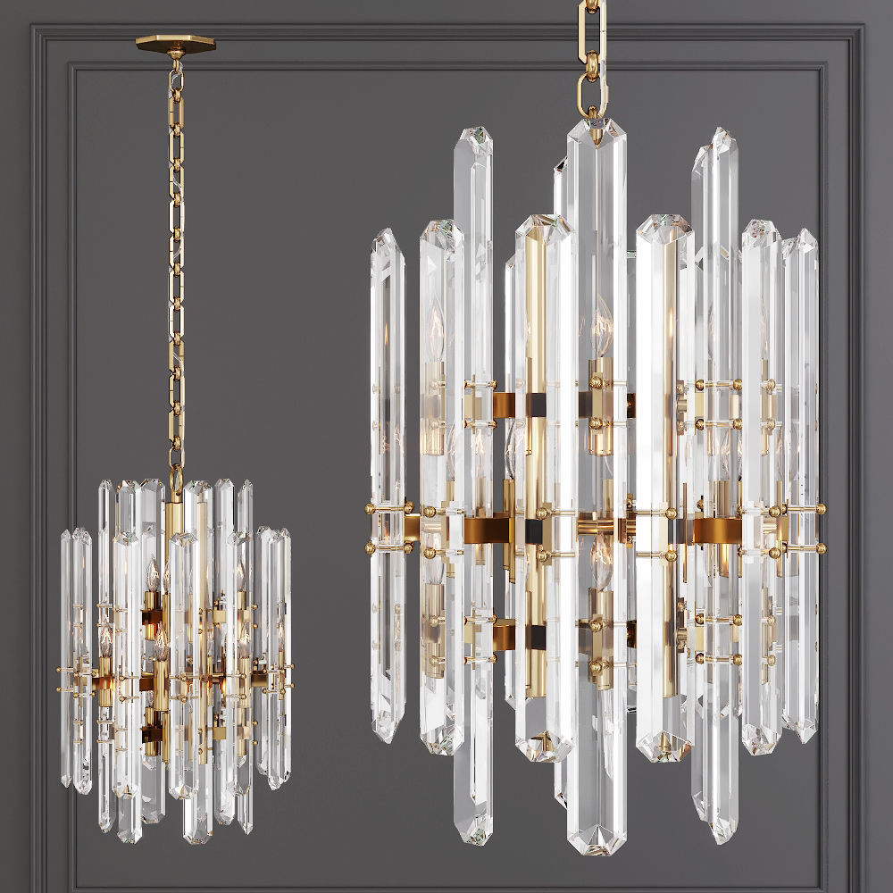 Restoration Hardware BONNINGTON TALL CHANDELIER Brass 3D model | CGTrader