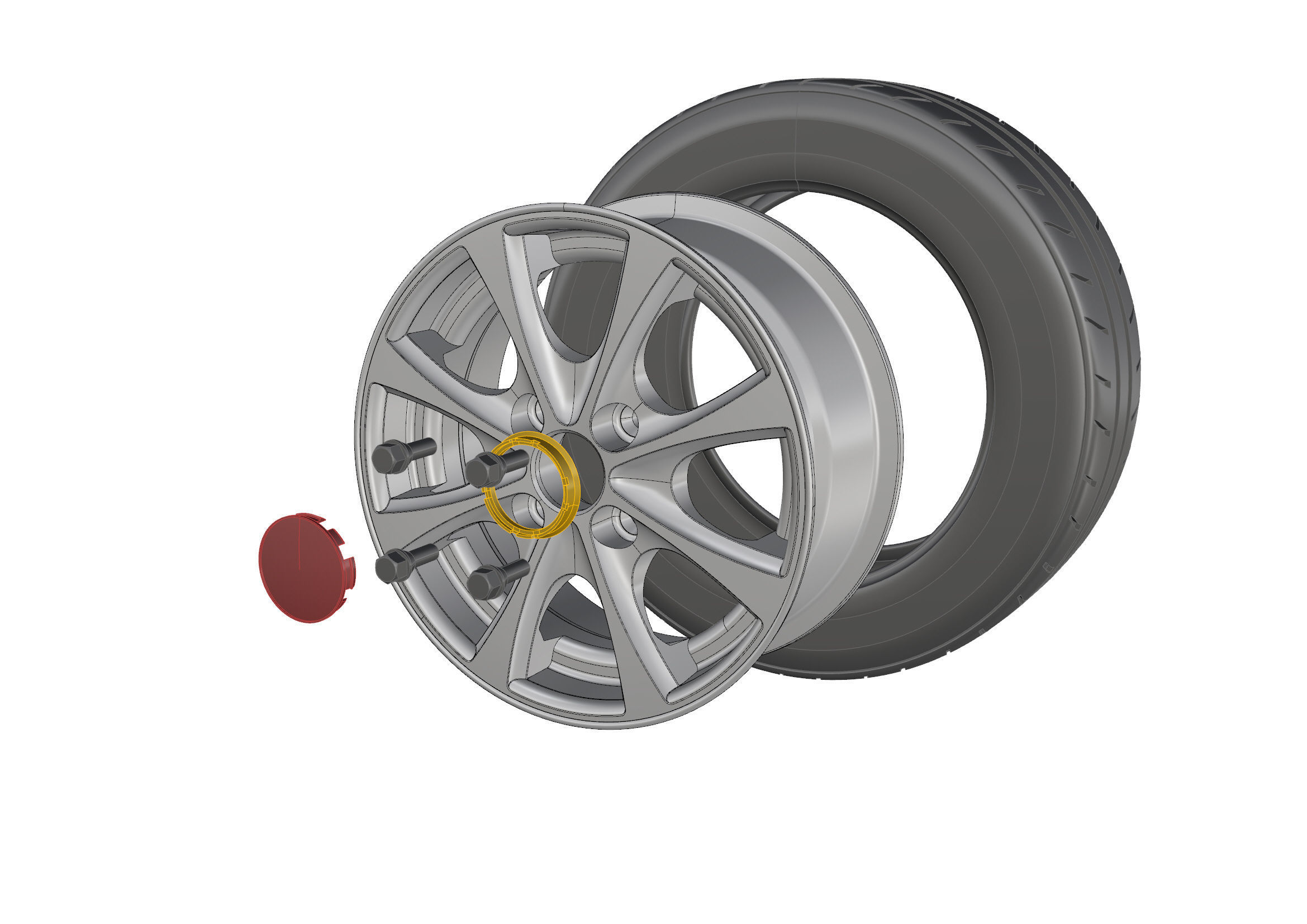 13 Inch Tire Rim Full Set 3D model | CGTrader