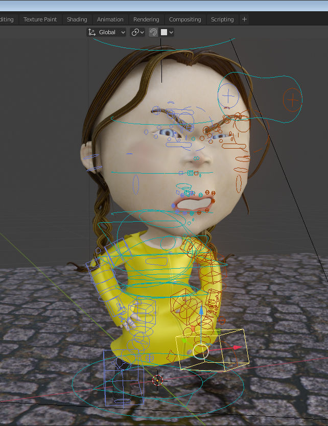 Greta girl in orange dress 3D model animated rigged | CGTrader
