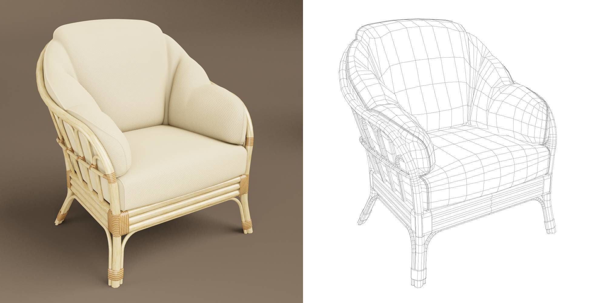 Wicker chair set A 3D model 3D model | CGTrader