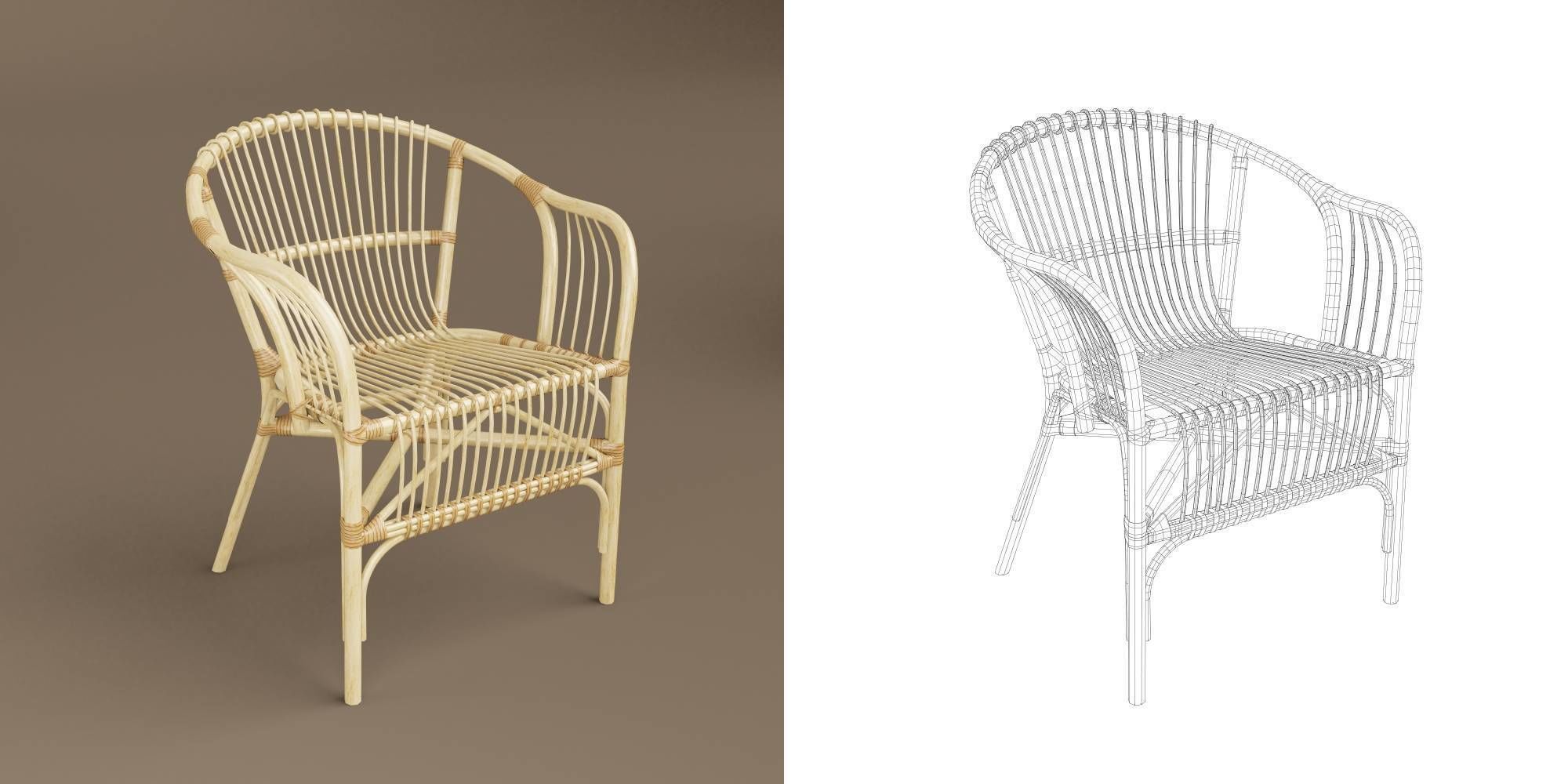 Wicker chair set A 3D model 3D model | CGTrader