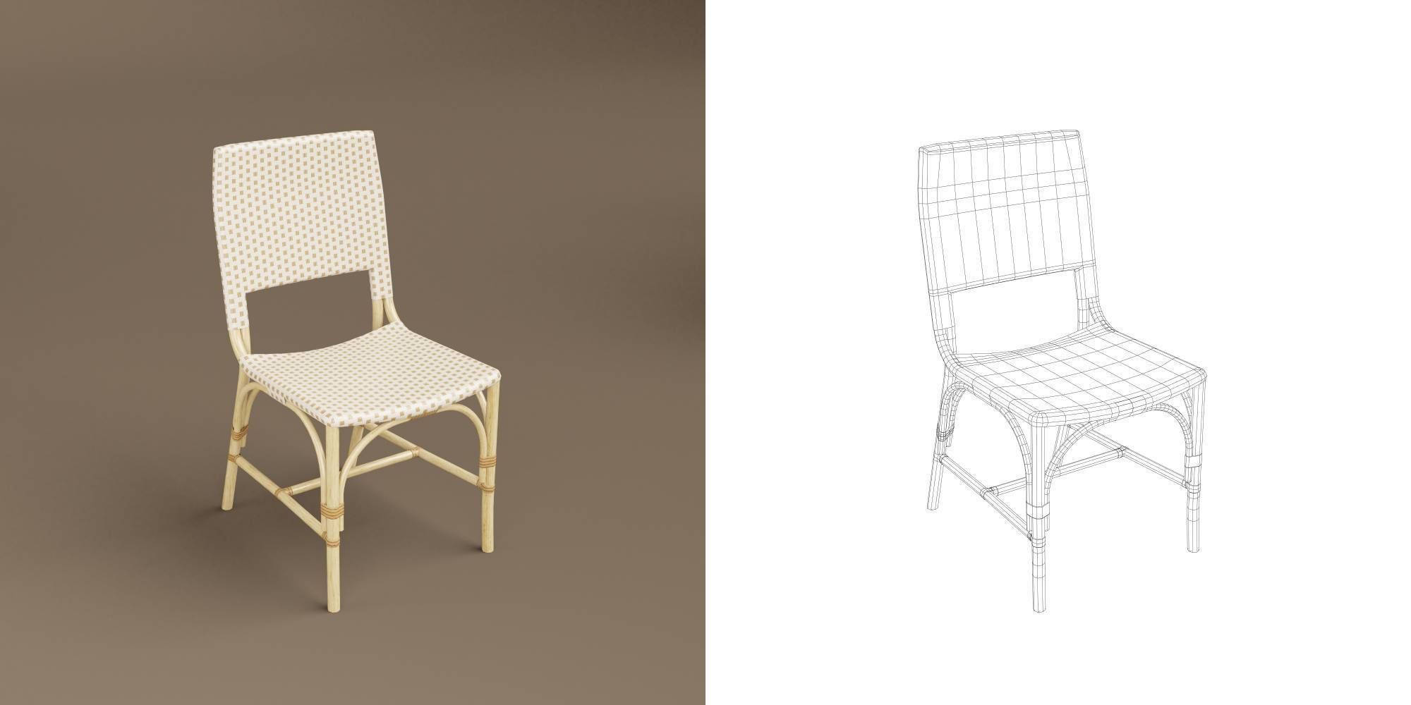 Wicker chair set A 3D model 3D model | CGTrader
