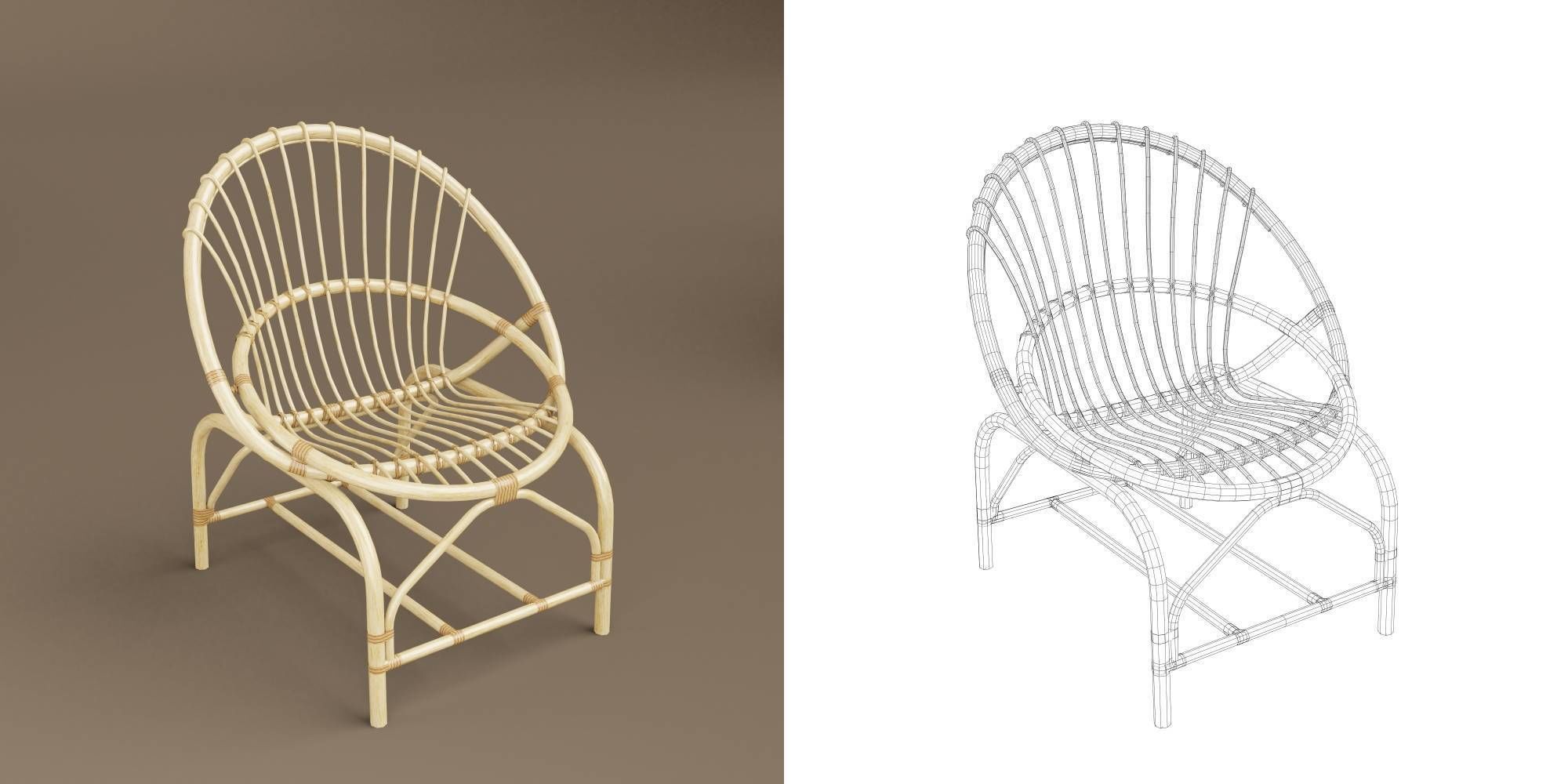 Wicker chair set A 3D model 3D model | CGTrader