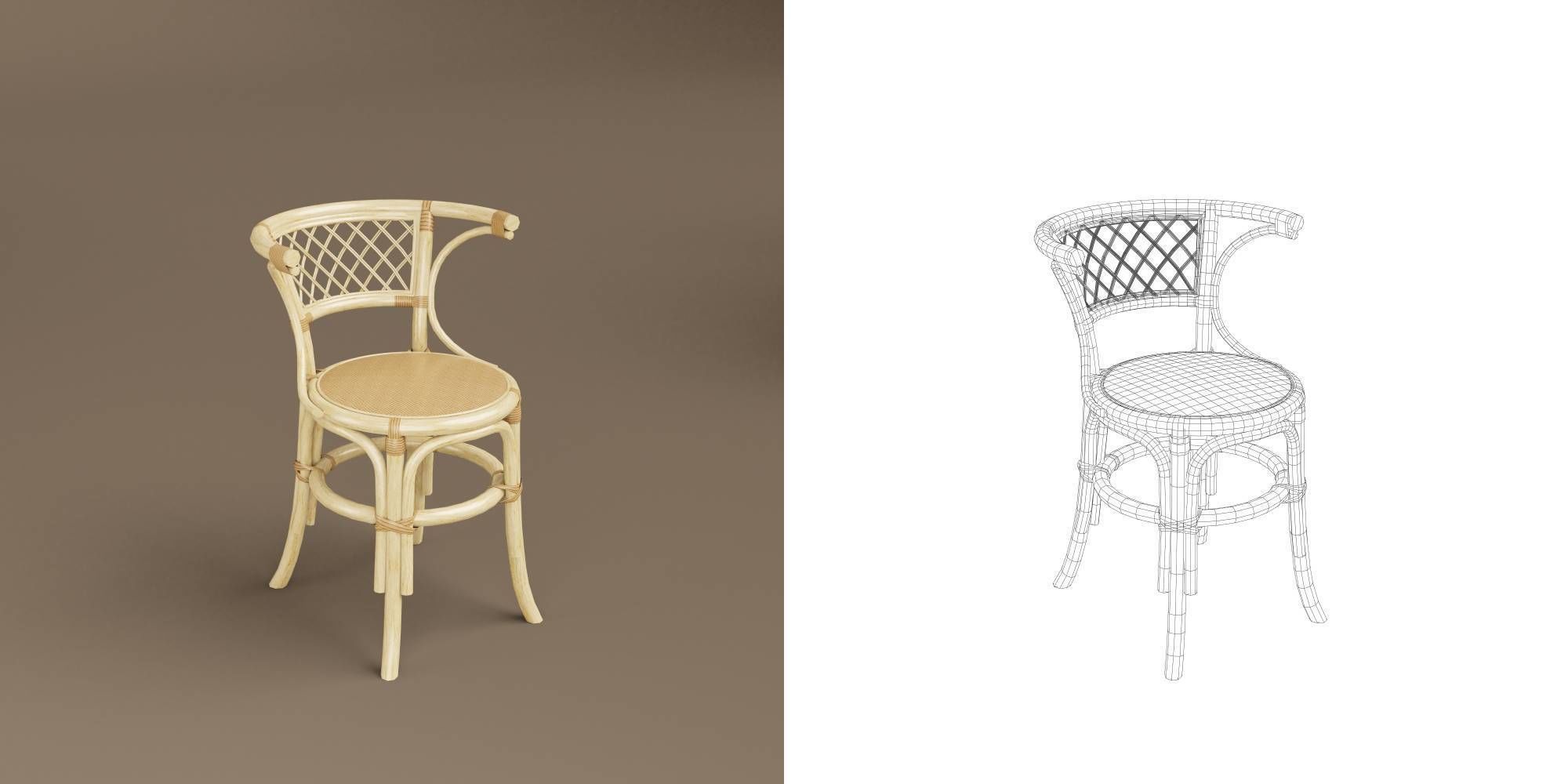 Wicker chair set A 3D model 3D model | CGTrader