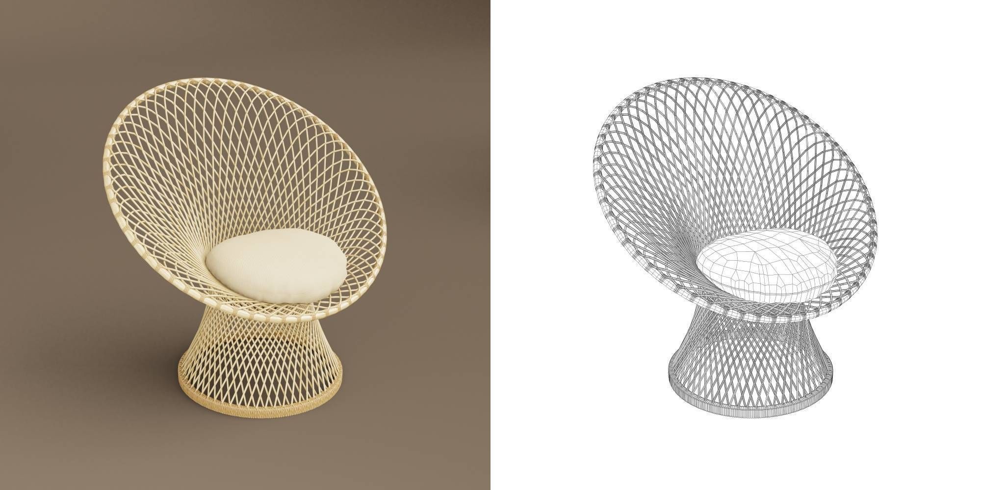 Wicker chair set A 3D model 3D model | CGTrader