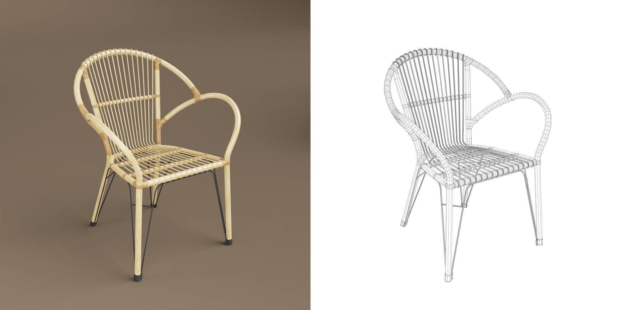 Wicker chair set A 3D model 3D model | CGTrader