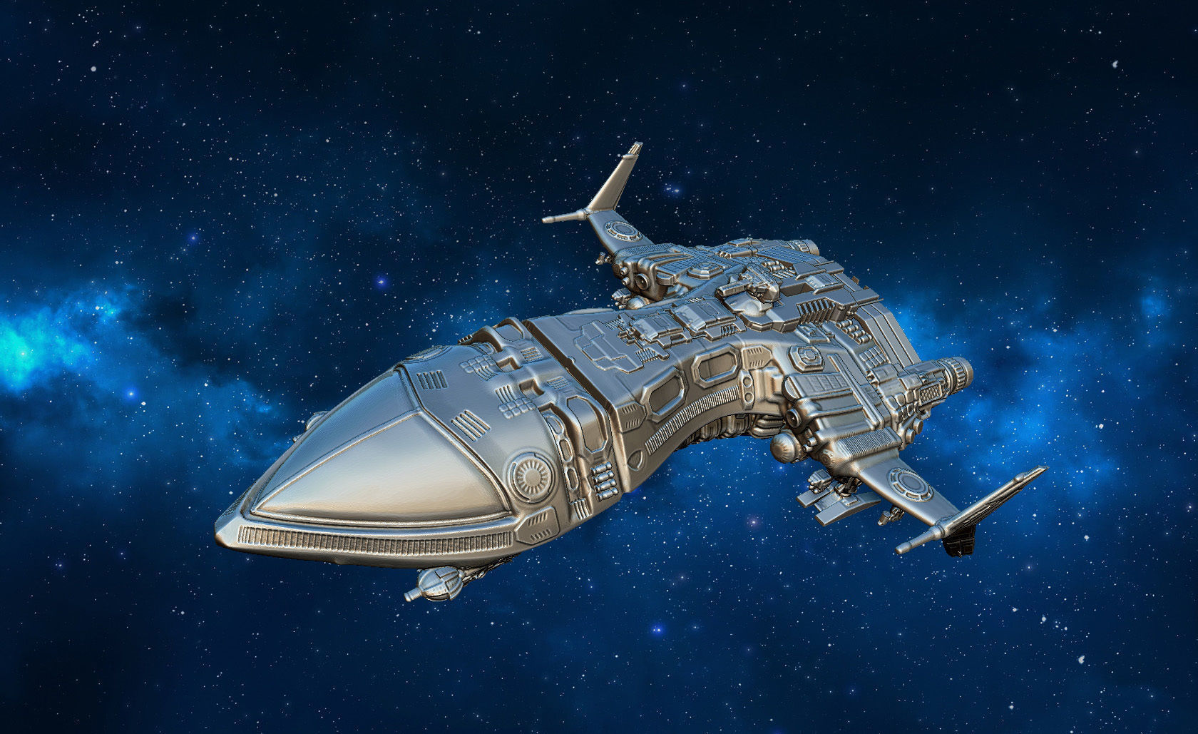 Spaceship flying in space 3D model 3D printable | CGTrader