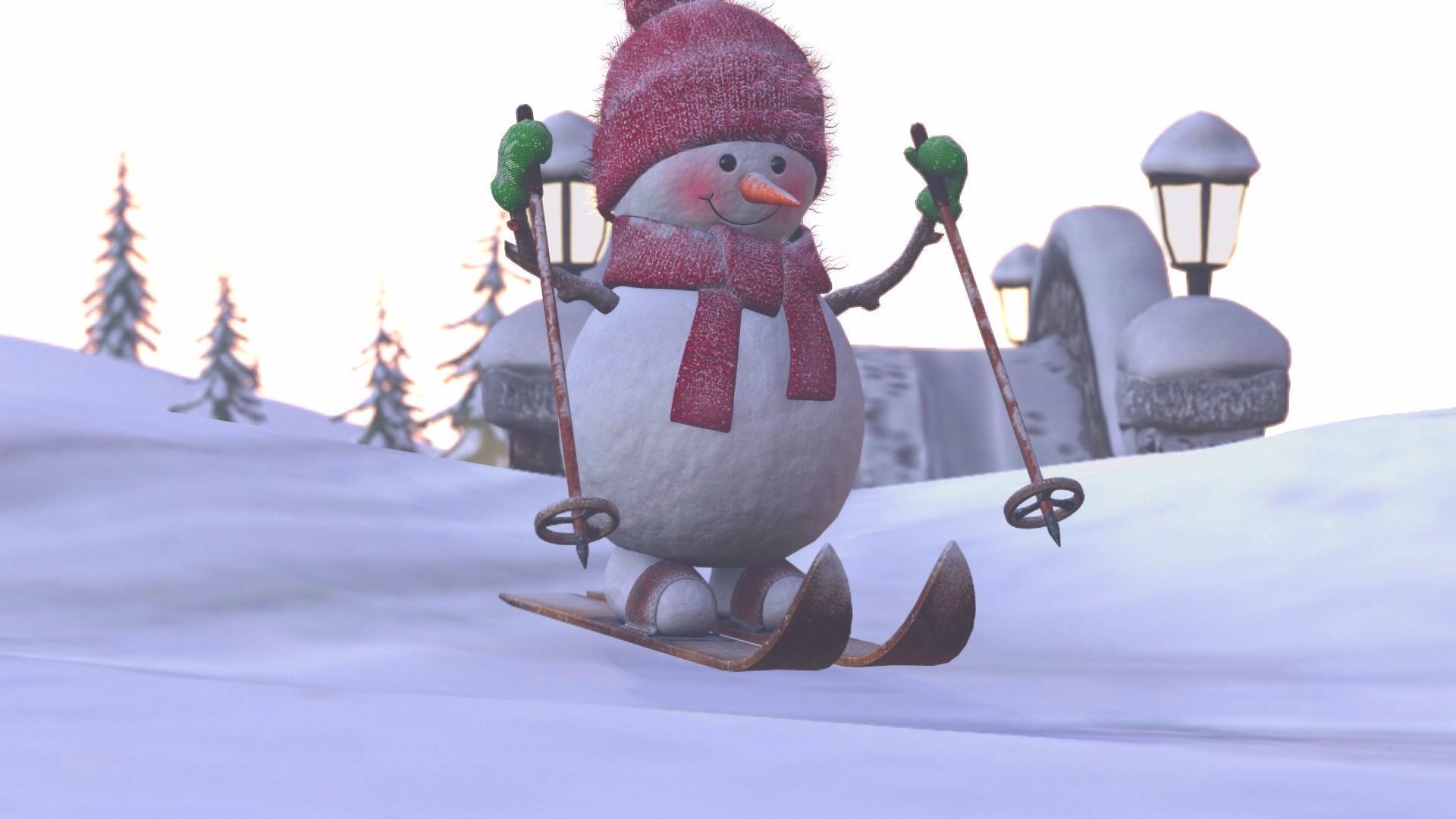 3D model Snowman Skier VR / AR / low-poly rigged animated | CGTrader