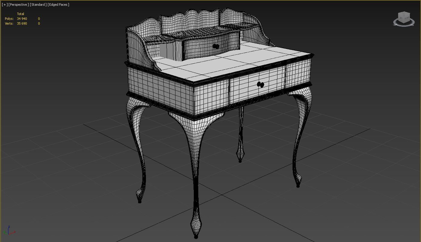 Writing-table victorian writing desk with drawers free VR / AR / low ...